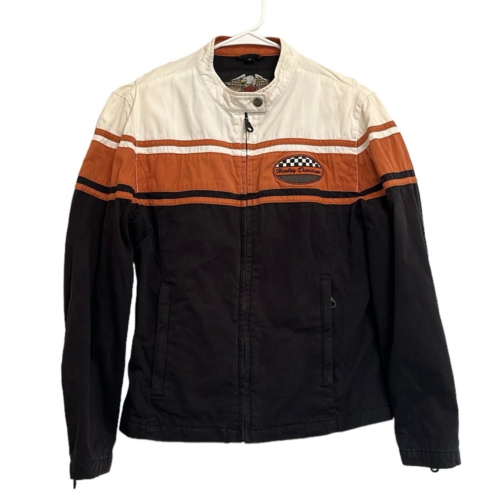 Harley Davidson Canvas Riding Jacket White Orange Bla… - Gem